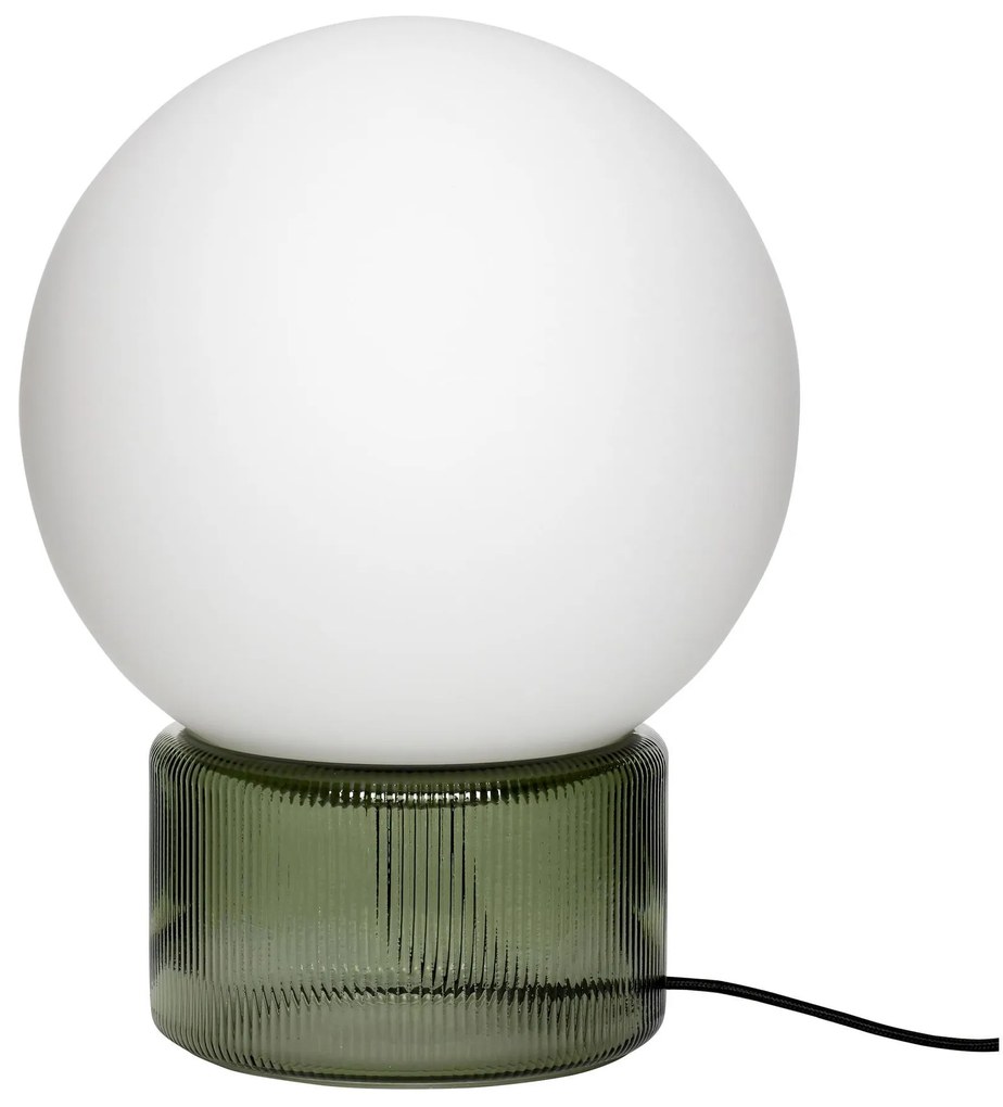 Hübsch Stolní lampa Opal Green, zelená barva, bílá barva, sklo