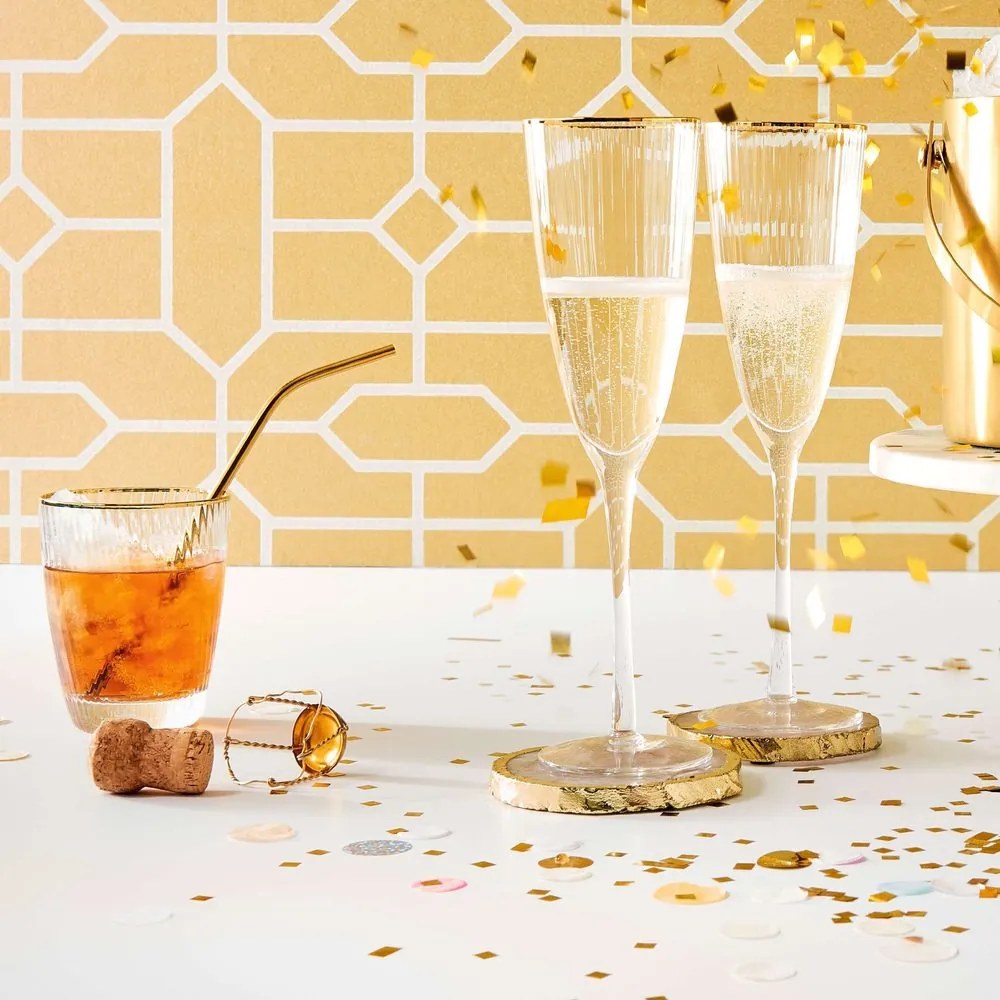 Butlers GOLDEN TWENTIES Sklenice na šampaňské se zlatým okrajem 250 ml
