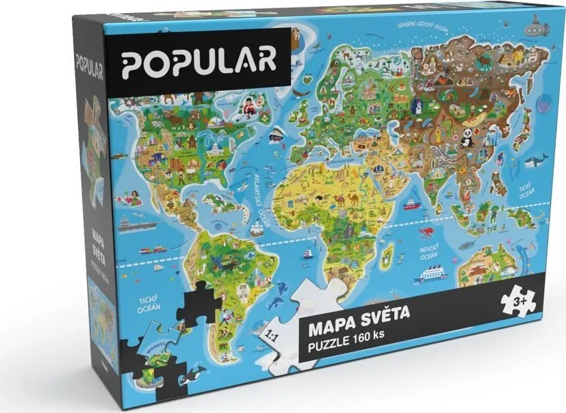 Puzzle Popular - Mapa světa, 160 ks – CZ [6953796]