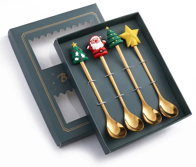 Vánoční příbor s vánočními motivy - 4 ks Barva: 4PCS-Gold-B1