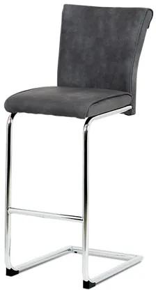 Barová židle šedá koženka / chrom | BIANO