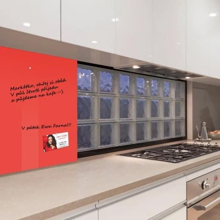 Červená korálová skleněná magnetická tabule do kuchyně Smatab® - 100 x 65 cm