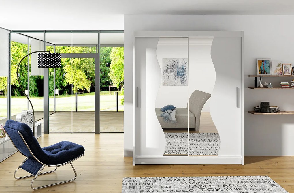 ADRK Furniture Skříň posuvná se zrcadlem RENZO 150 ADRK-SW-REN-W-150