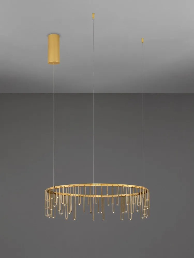 Hliníkové LED stmívatelné závěsné svítidlo ve zlaté barvě ø 65 cm Stellar – Nova Luce