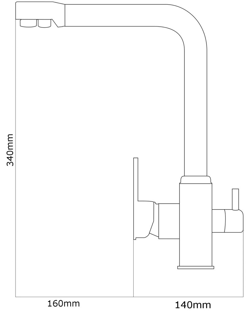Gamma Nook, vysoká dřezová baterie s připojením na filtr vody, černá matná, GMA-BNKF-BK