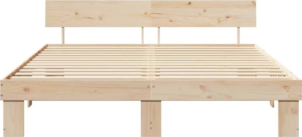 Rám postele s čelo Hnědá 200 x 200 cm Masivní borové dřevo 3382289