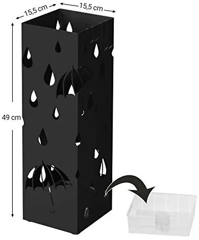 Songmics Stojan na deštníky, motiv kapky, černý, výška 49 cm LUC49BV1