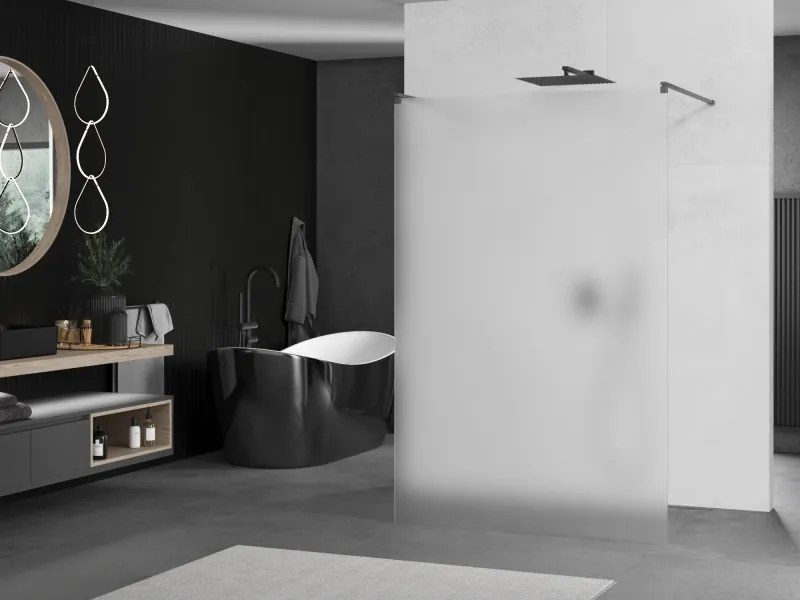 Mexen Kioto, sprchová zástěna Walk-In 110 x 200 cm, 8mm sklo námraza, grafitový profil, 800-110-002-66-30