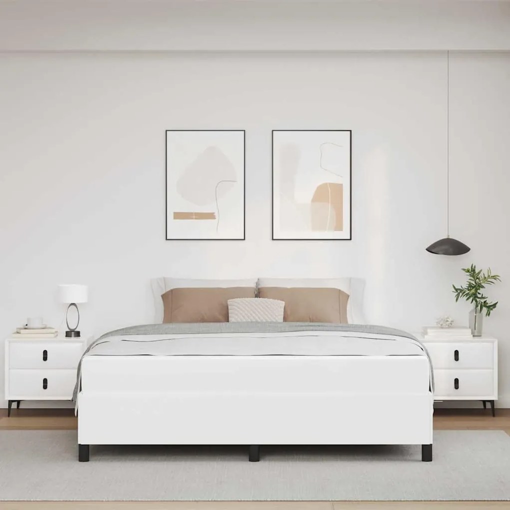 Rám postele s matrací Bílá 180 x 200 cm textil 3399015