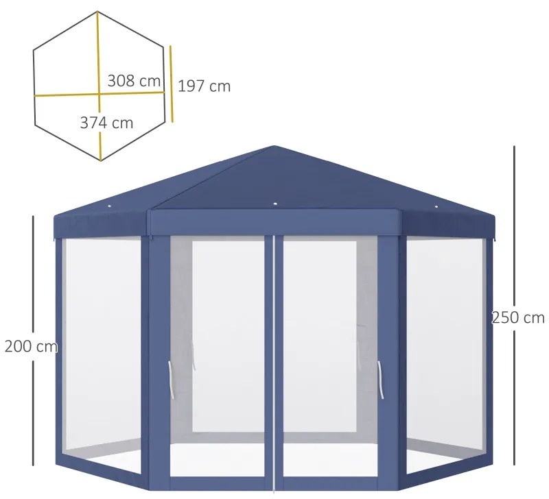 PEPU outsunny Zahradní altán s moskytiérou, Barvy a parametry Modrá