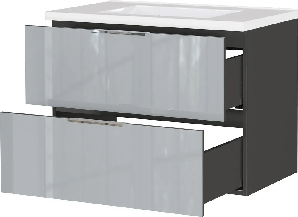 Šedá lesklá závěsná skříňka pod umyvadlo 81x61 cm Celano – Germania