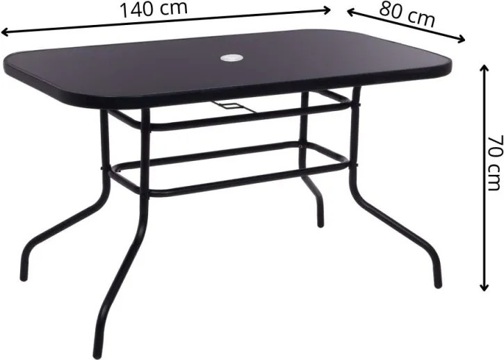 Zahradní stůl 140x80 cm SPRINGOS TOSCANA GF0081 černý