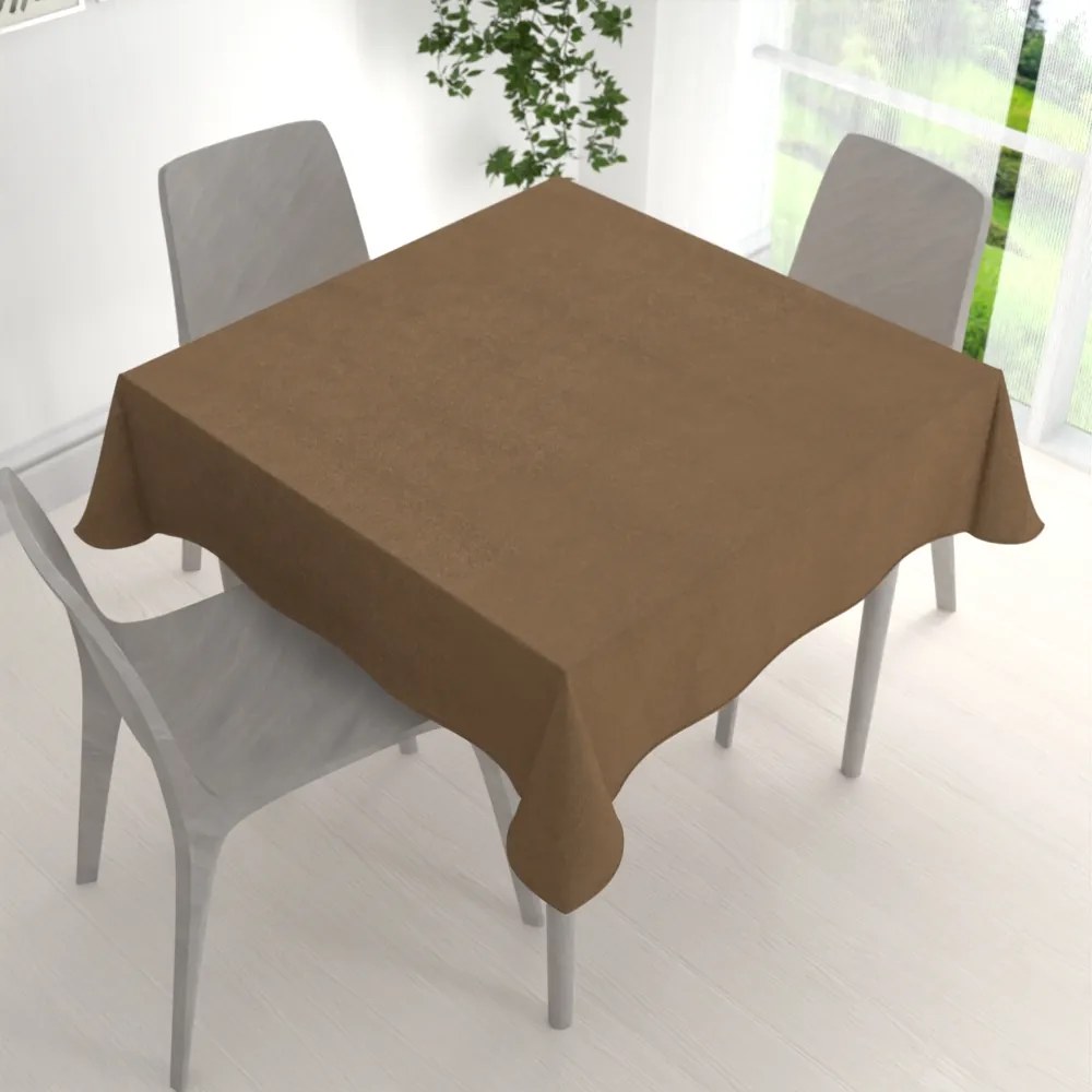 Biante Čtvercový ubrus/imitace broušené kůže Alcantara ALC-015 Světle hnědý 70x70 cm