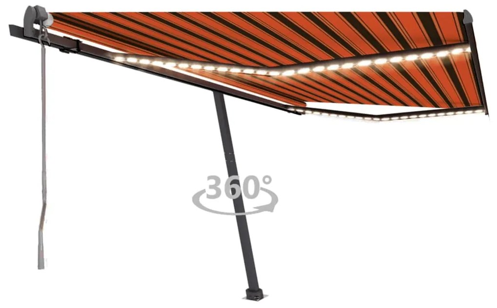 Automatická markýza LED a senzor větru 400x300 cm oranžovohnědá,  3069755