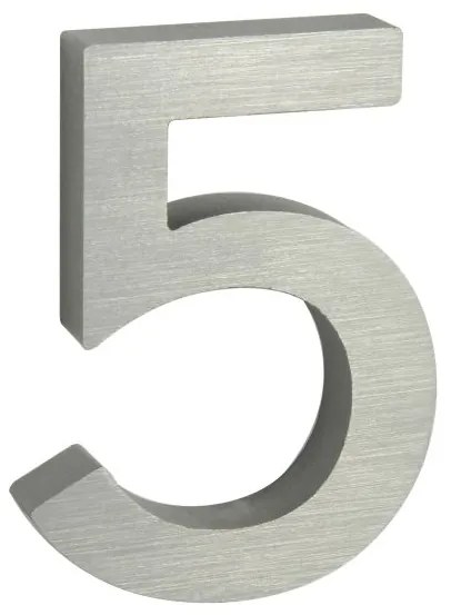 Domovní číslo "5", RN.100LV, broušené, stříbrná