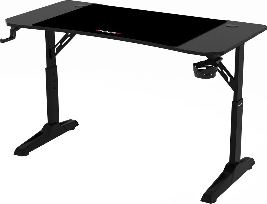 Výškově nastavitelný herní stůl ERACER H1112 — 120x60 cm, kov, melamin, černá
