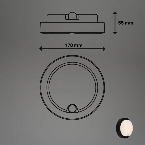 Brilo - LED Nab venk nástěnné svítidlo se senzorem LED/4W/5V 4400 mAh IP44 černá