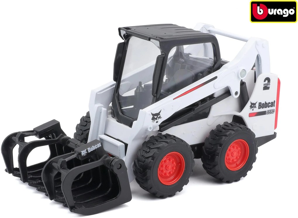 Kovový model bburago 10 cm bobcat s590 skid-steer loader w/grapple