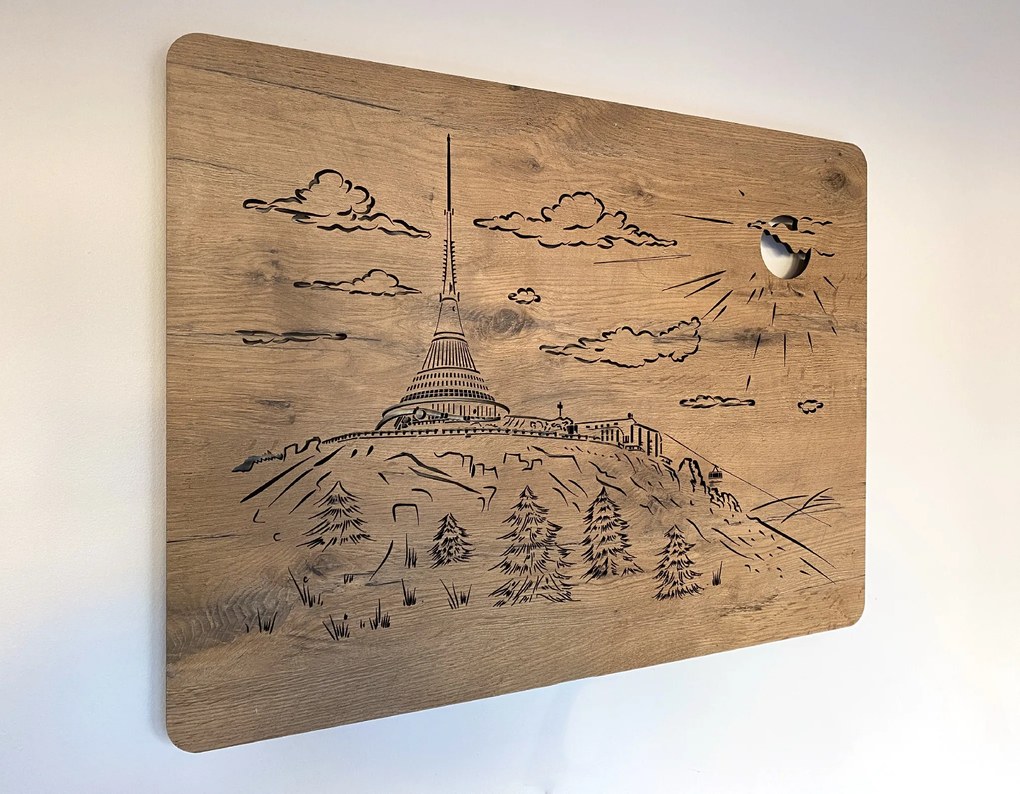 Li-Go "Ještěd" světelný obraz 230V 90x62 cm provedení povrchu: dub světlý