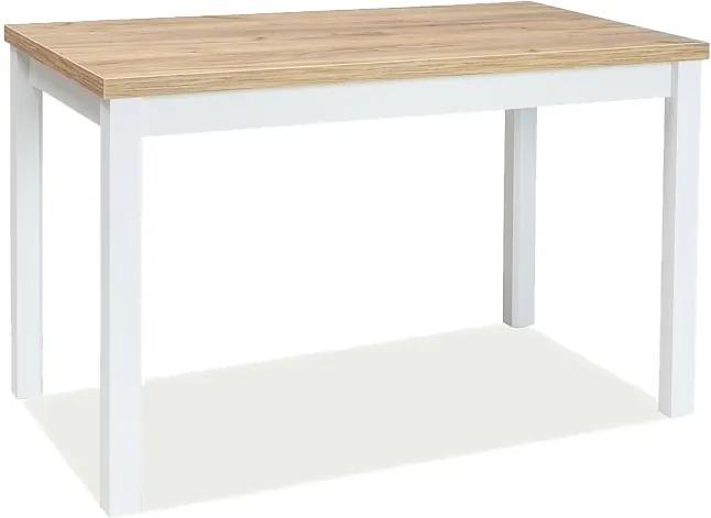 Jídelní stůl, bílá/mat/zlatá/dub, ADAM 120x68