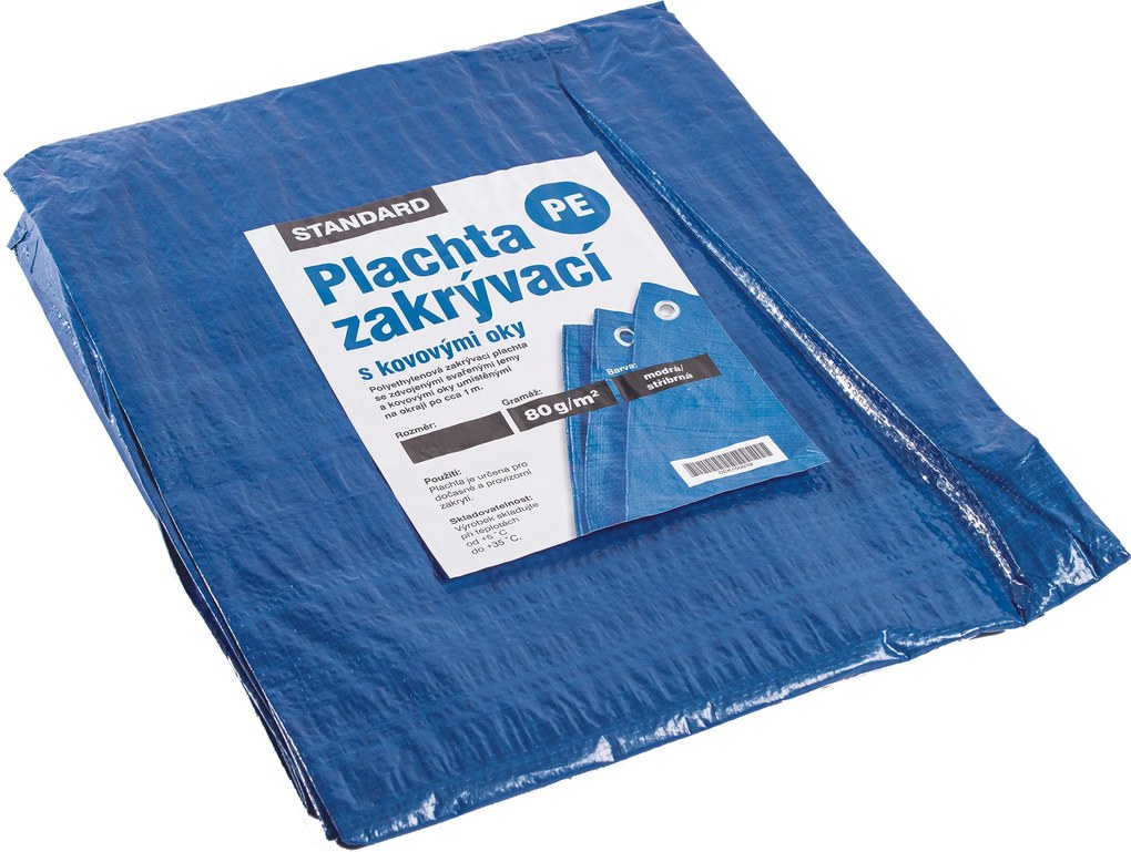 Plachta zakrývací STANDARD 80 g/m2 modrá/stříbrná 8×12 m