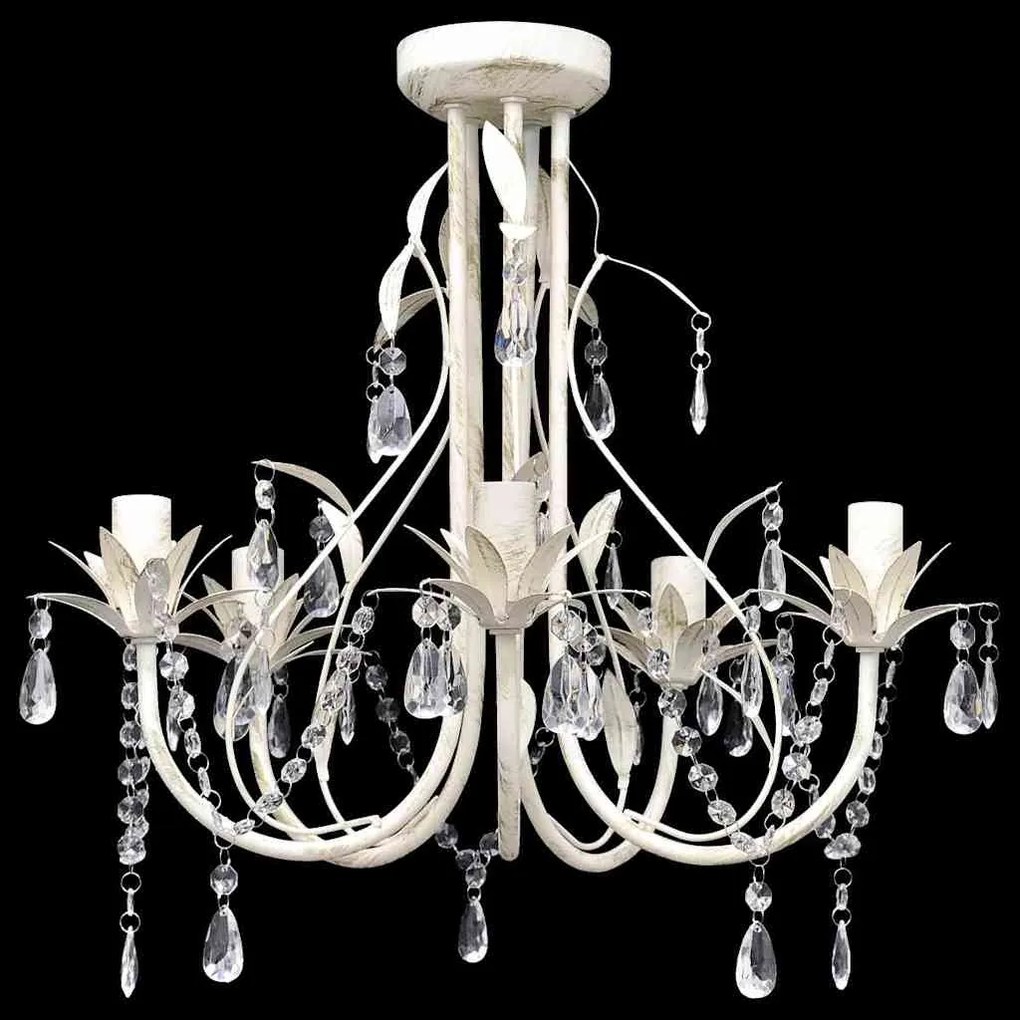 Elegantní, křišťálový lustr bílý na pět žárovek 240687