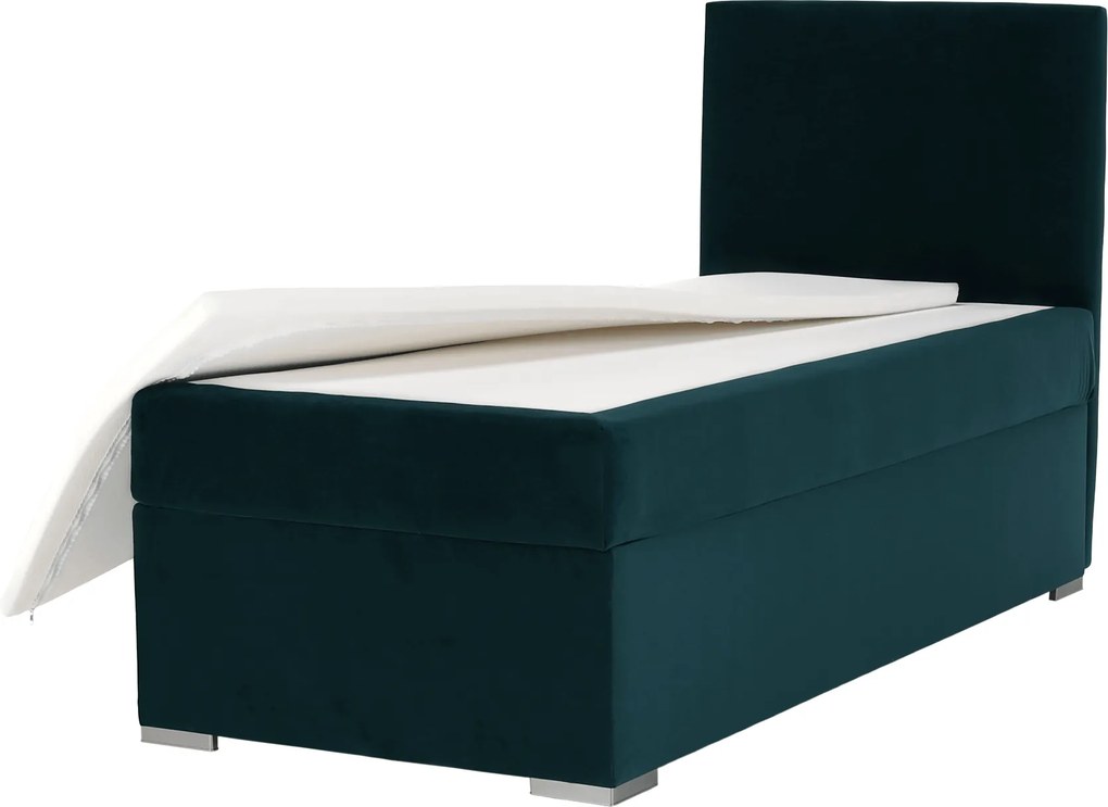 Boxspringová postel, jednolůžko, zelená, 90x200, pravá, SAFRA