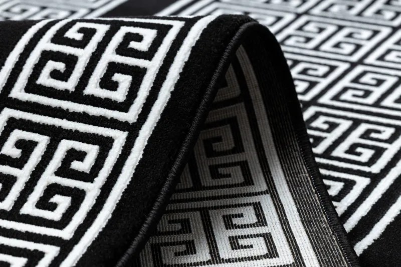 Dywany Łuszczów, Běhoun Gloss 6776 85 greek black/ivory, 70x300, černobílá, ložnice