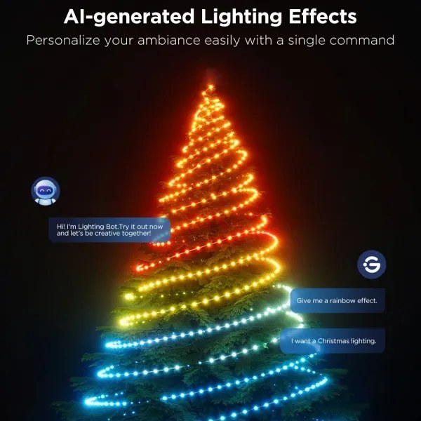 Govee - LED RGBICW Venkovní vánoční řetěz 2700-6500K 20m Wi-Fi Matter IP66