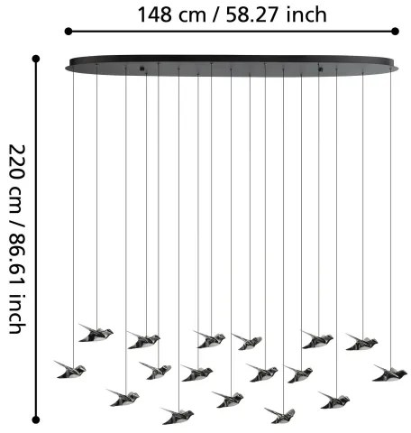 Eglo 390353 - LED Stmívatelný lustr na lanku PARATEBUENO 17xLED/3W/230V černá