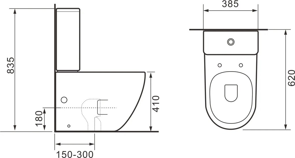 Erga Torre, WC kombi mísa 620x385x835 mm, Tornado 2.0 + toaletní sedátko, bílá lesklá, ERG-V03-TORRE-TO2-WH