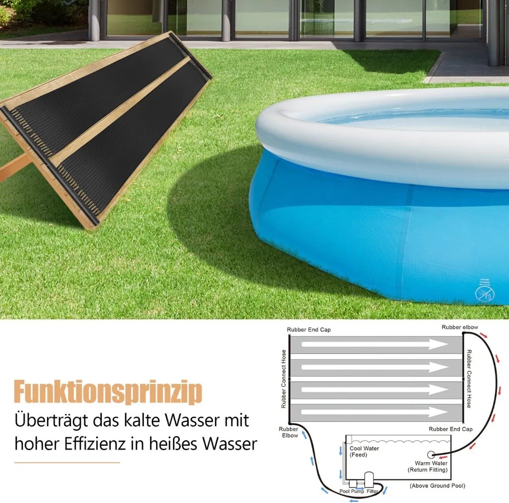 Costway Ohřívač bazénu solární kolektorové panely pro 21500 l podzemní