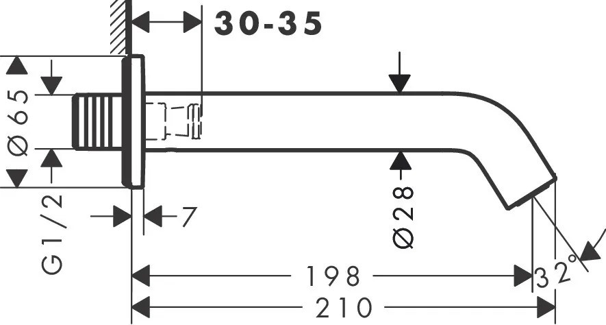 Hansgrohe Tecturis S, vanový výtok, chromová, HAN-73411000