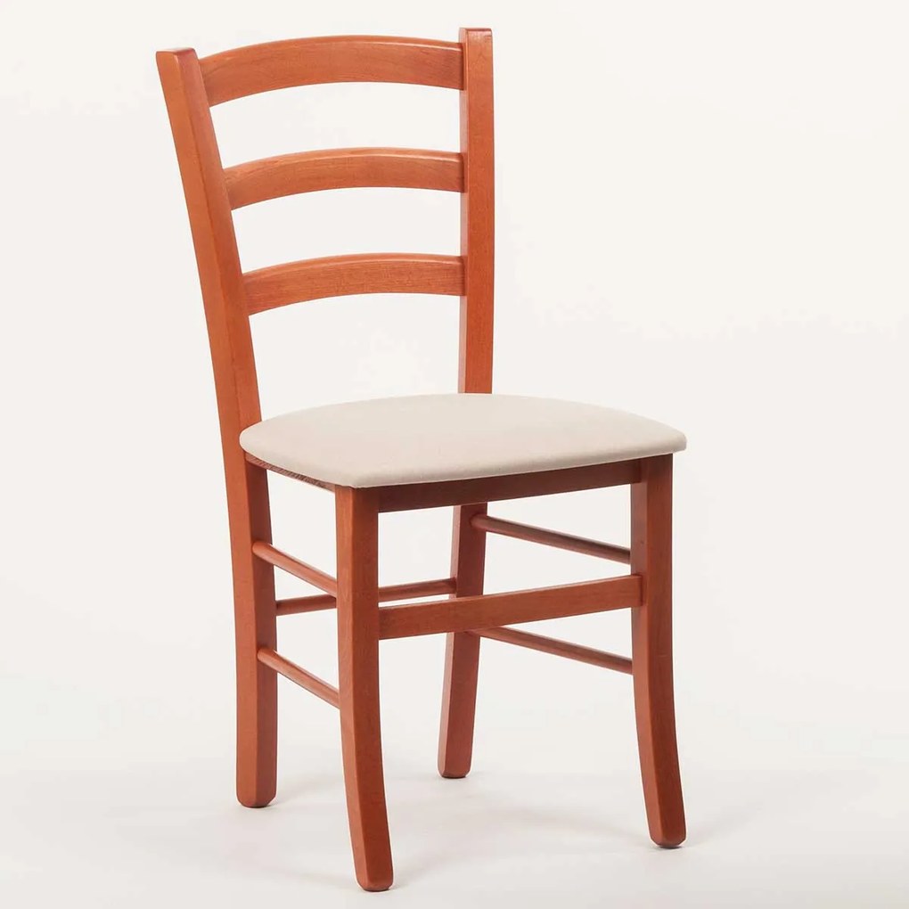 Židle VENEZIA s čalouněným sedákem wengé LUX béžová 25