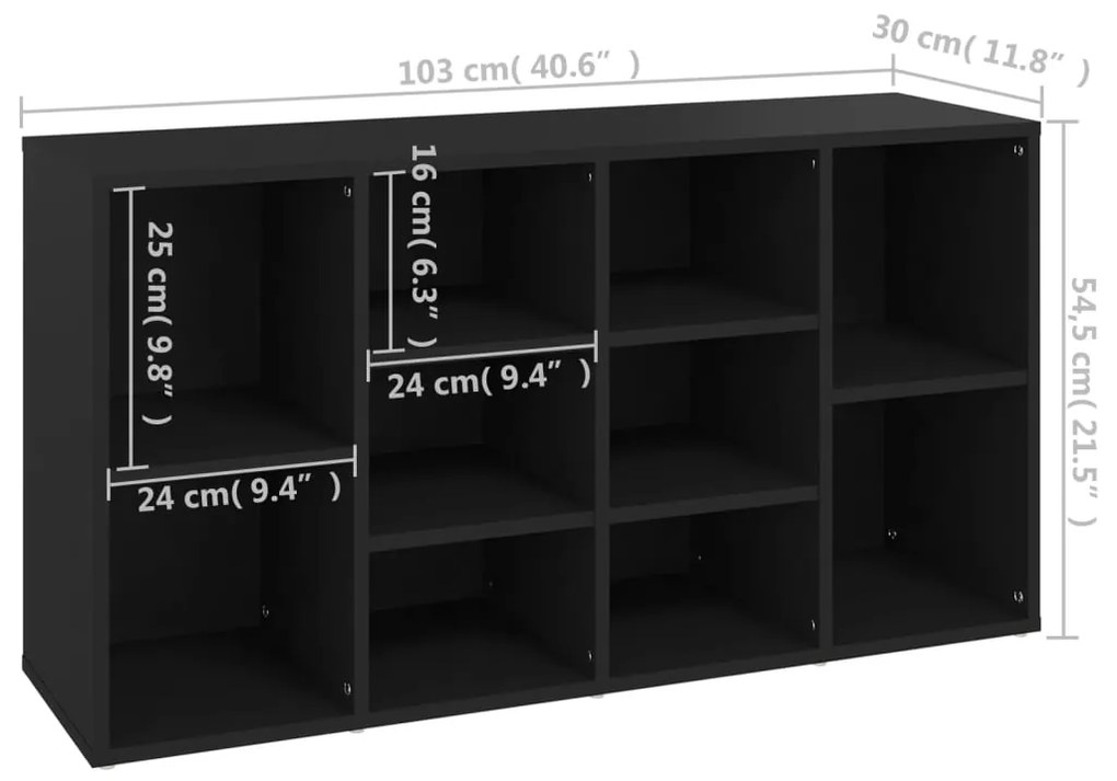 Lavice s botníkem černá 103 x 30 x 54,5 cm dřevotříska