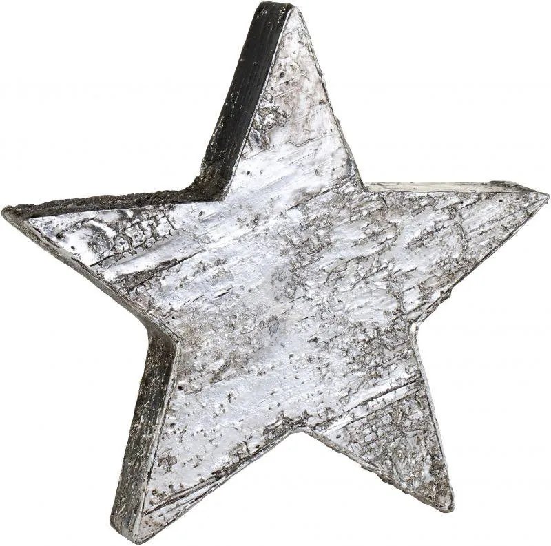 Dekorační hvězda extra velká SERAFINA, stříbrná s patinou
