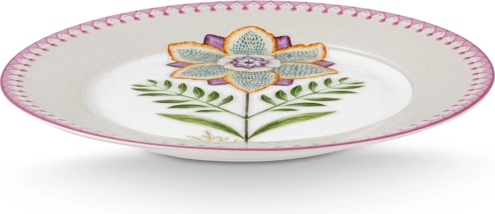 Pip Studio Lily & Lotus talířek Ø21cm, bílý (snídaňový talíř)