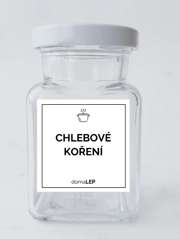 Samolepka na kořenky CHLEBOVÉ KOŘENÍ bílá 5 × 5 cm tučné písmo