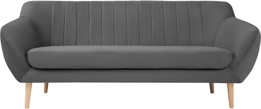 Šedá sametová pohovka Mazzini Sofas Sardaigne, 188 cm