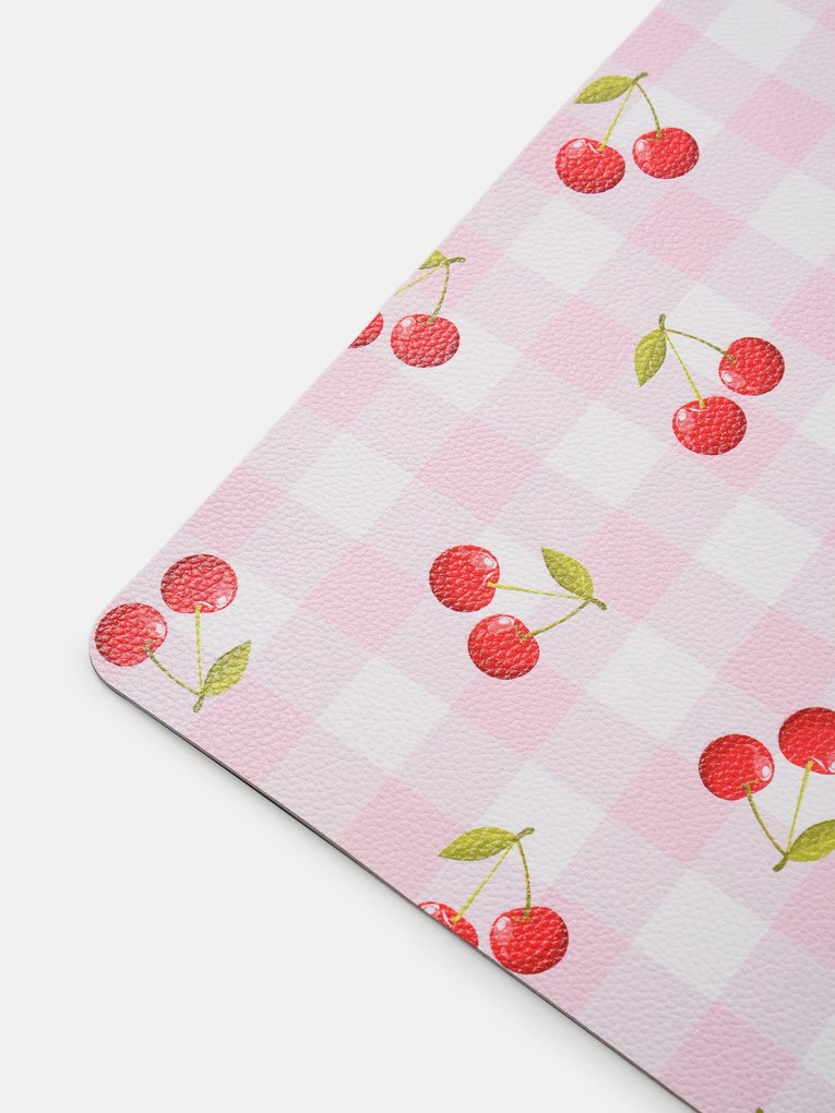 Sinsay - Kostkované prostírání s motivem třešní 2 pack - růžová