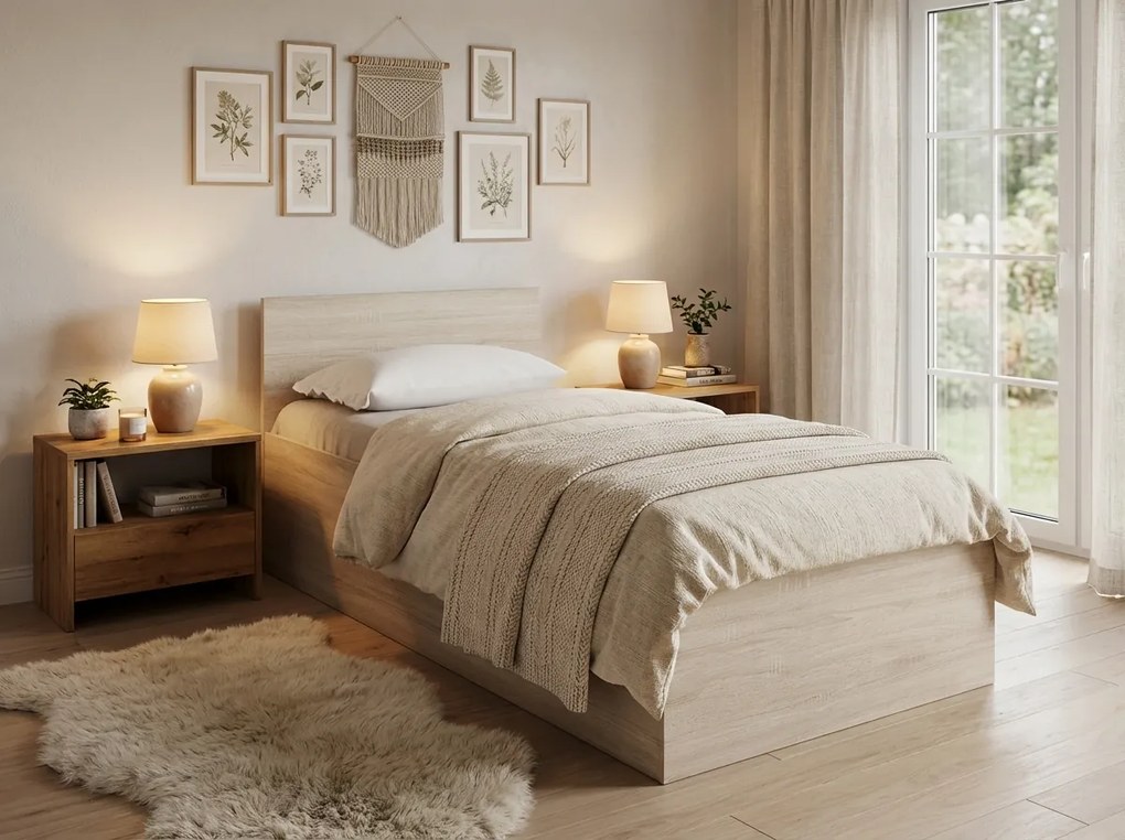 Postel SOFIA 80 x 200 cm, dub sonoma Matrace: Bez matrace
