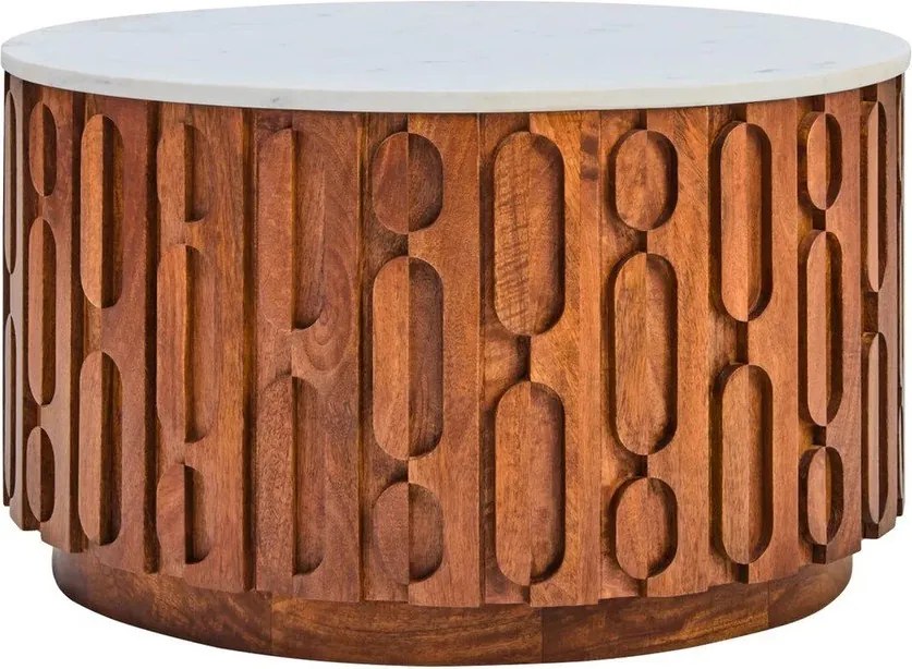 Kulatý konferenční stolek s mramorovou deskou v přírodní barvě ø 70 cm Torcino – Premier Housewares