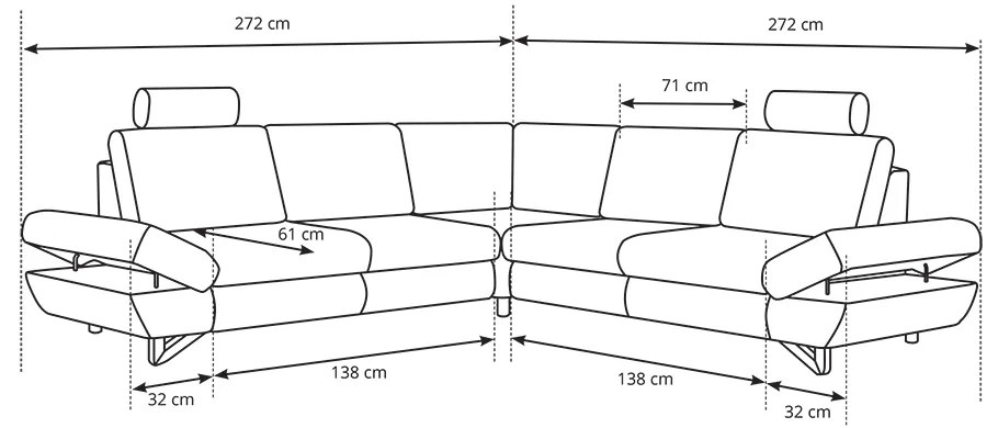 Sedací souprava AVESTA III | 272x272 cm | rozkládací + úložný prostor | spaní na levé straně | VÝBĚR TKANIN