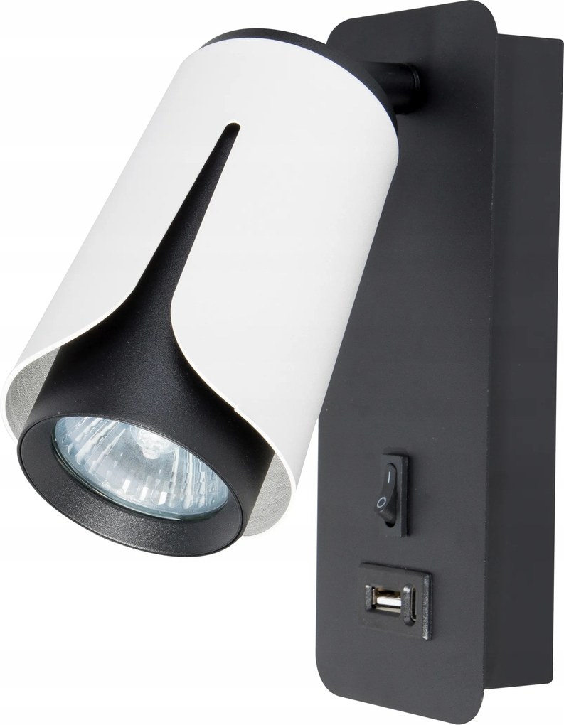 Nástěnná lampa Teo Usb nabíječka s vypínačem, černá, led