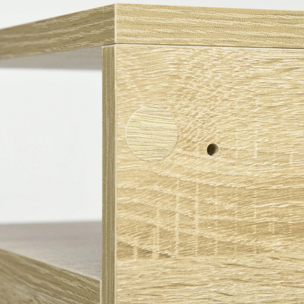 HOMCOM Sada 2 Floating Nočních Stolků Závěsných Nočních Stolků s 1 Šuplíkem a Otevřenou Policí do Ložnice 35x32x22,5 cm Dub a Černá