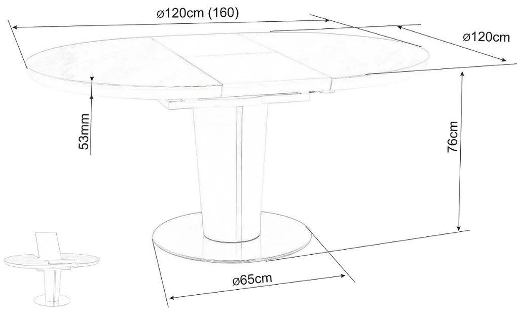 Rozkládací jídelní stůl 120-160 cm Oris (bílá) (pro 4 až 6 osob). 1050666