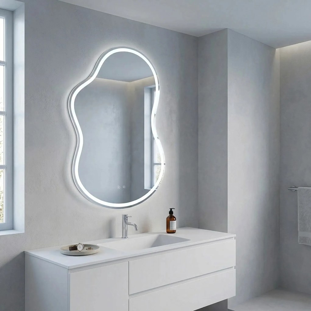 Tutumi Zrcadlo 80x55 cm s vyhříváním a regulovatelným LED osvětlením HOM-01515
