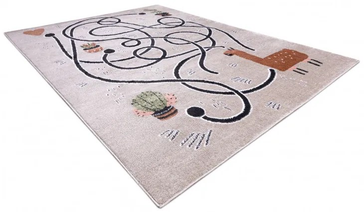 Dywany Łuszczów, Dětský kusový koberec Fun Game llama beige, 120x170, béžová, dětský pokoj