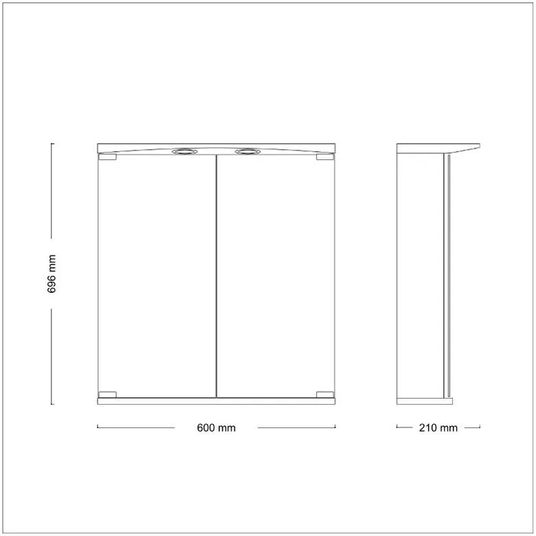 Jokey MDF skříňky AMPADO 60 LED Zrcadlová skříňka (galerka) - bílá - š. 60 cm, v. 66 cm, hl. 21/14 cm 111912420-0110