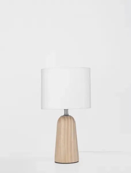 LED dřevěno-bílá stolní lampa Oby